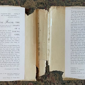 Anne Frank, Diary of A Young Girl, First Edition, Second Printing, 1952 ...