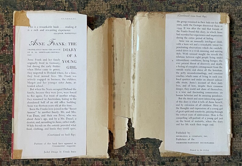 Anne Frank, Diary of A Young Girl, First Edition, Second Printing, 1952 ...