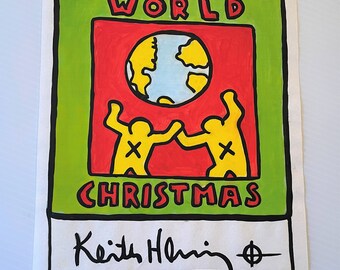 Vintage Keith Haring Pop Art Painting on Paper 11 X - Etsy