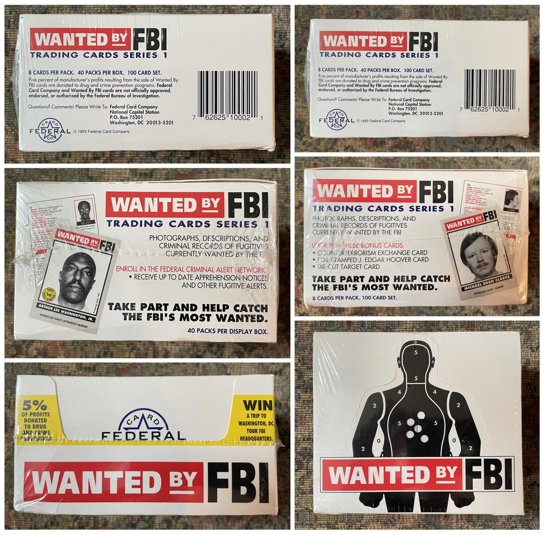 FBI Most Wanted Trading Card Box, Wanted by FBI 1993 Sealed Box, Series ...