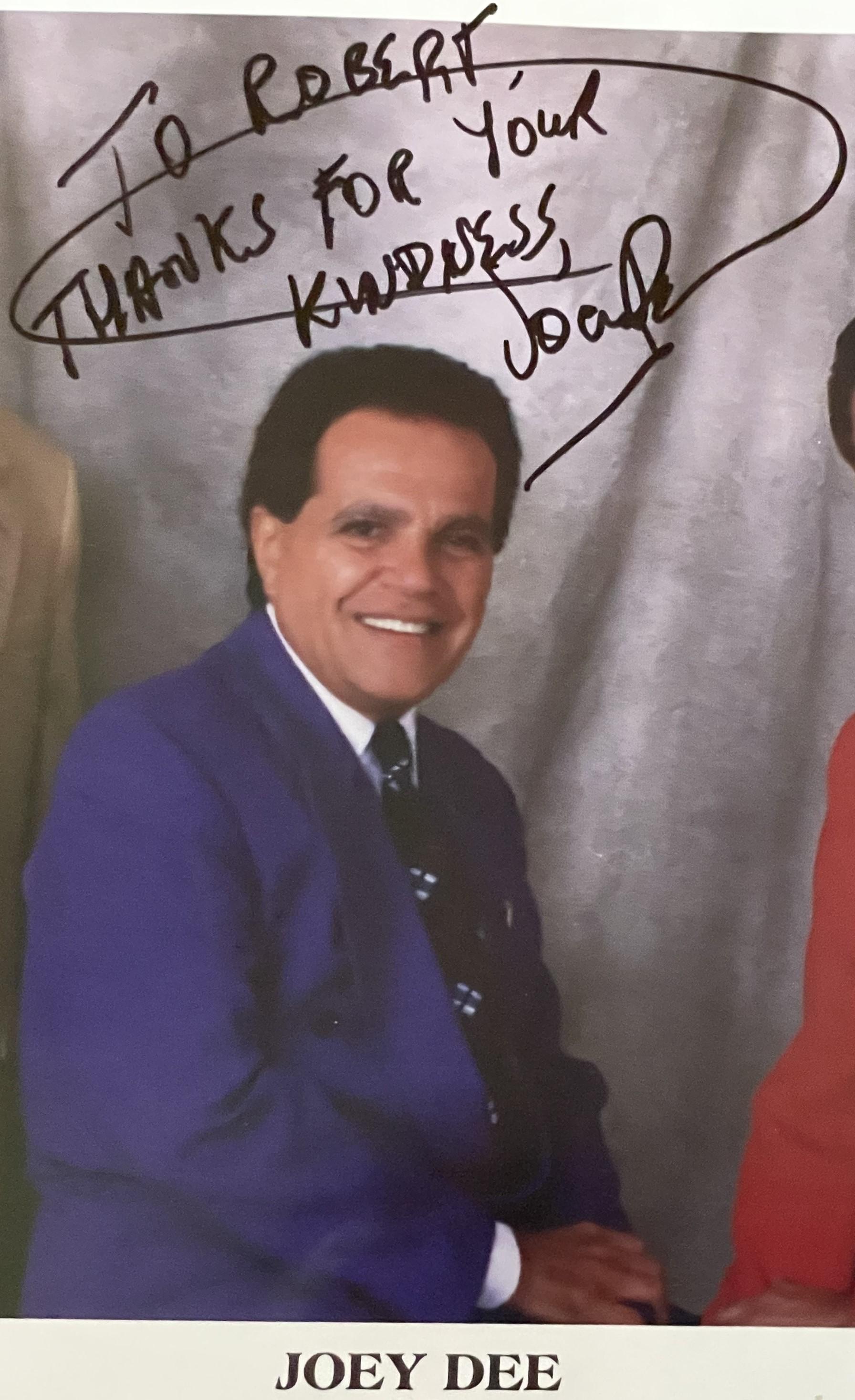 Signed Photo Joey Dee (of the Starliters), Frankie Valli's Brother ...