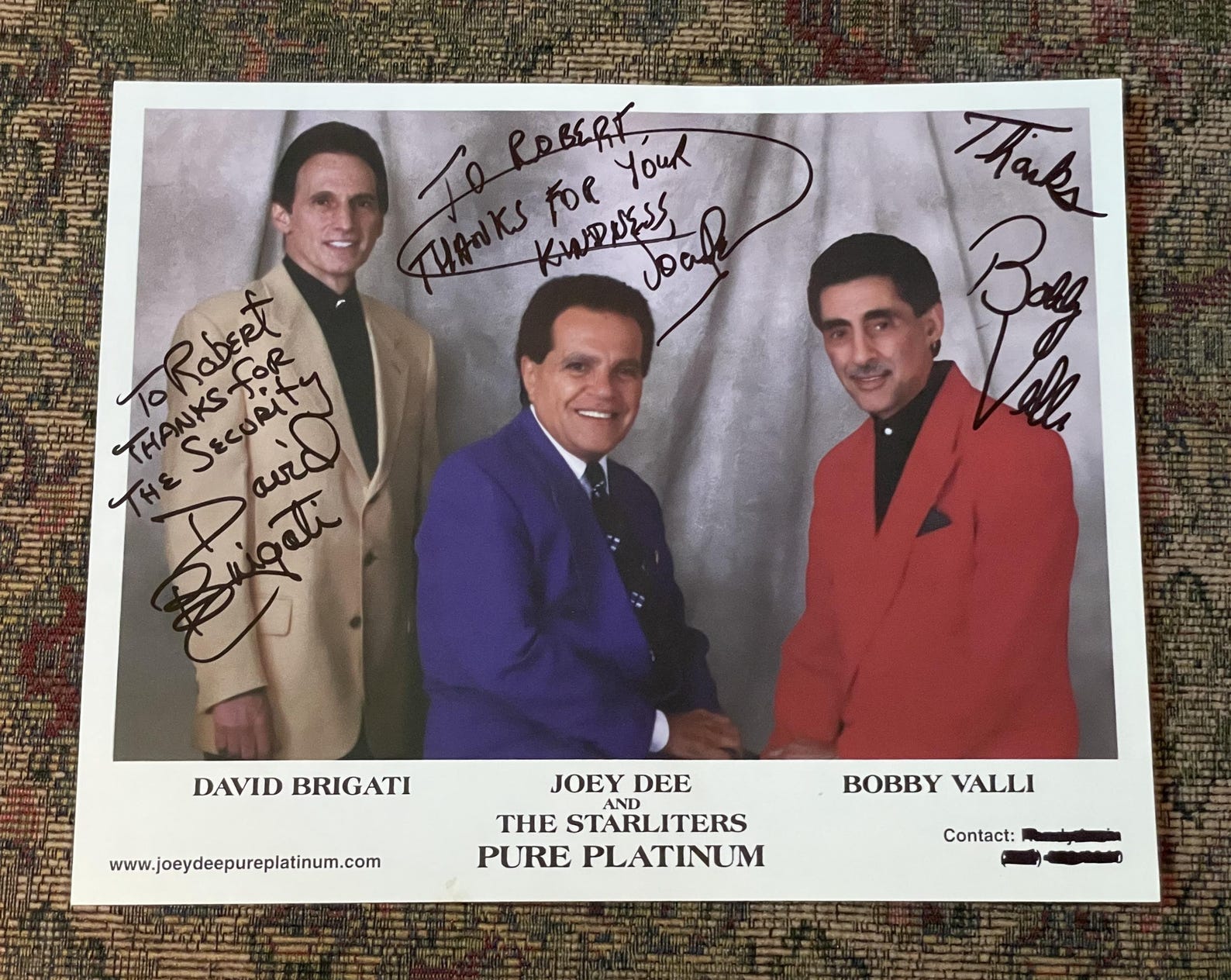 Signed Photo Joey Dee (of the Starliters), Frankie Valli's Brother ...