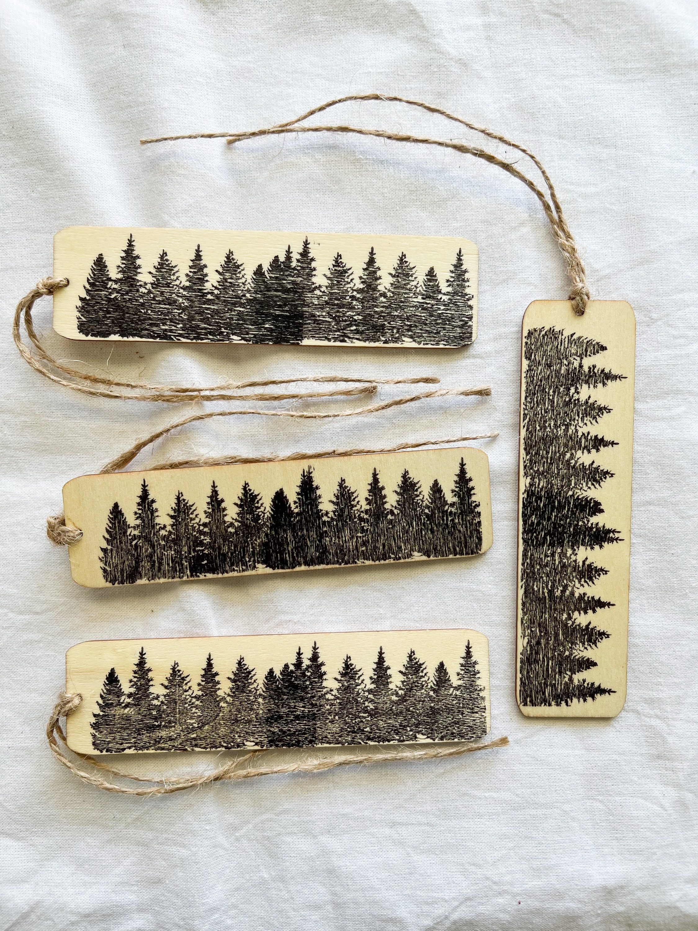 Black Forest Bookmark Wooden Bookmark Pine Tree Art Book - Etsy