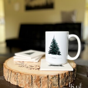 Single Pine Tree Coasters | Ceramic Coasters | Coaster Set of 4 | Tree ...