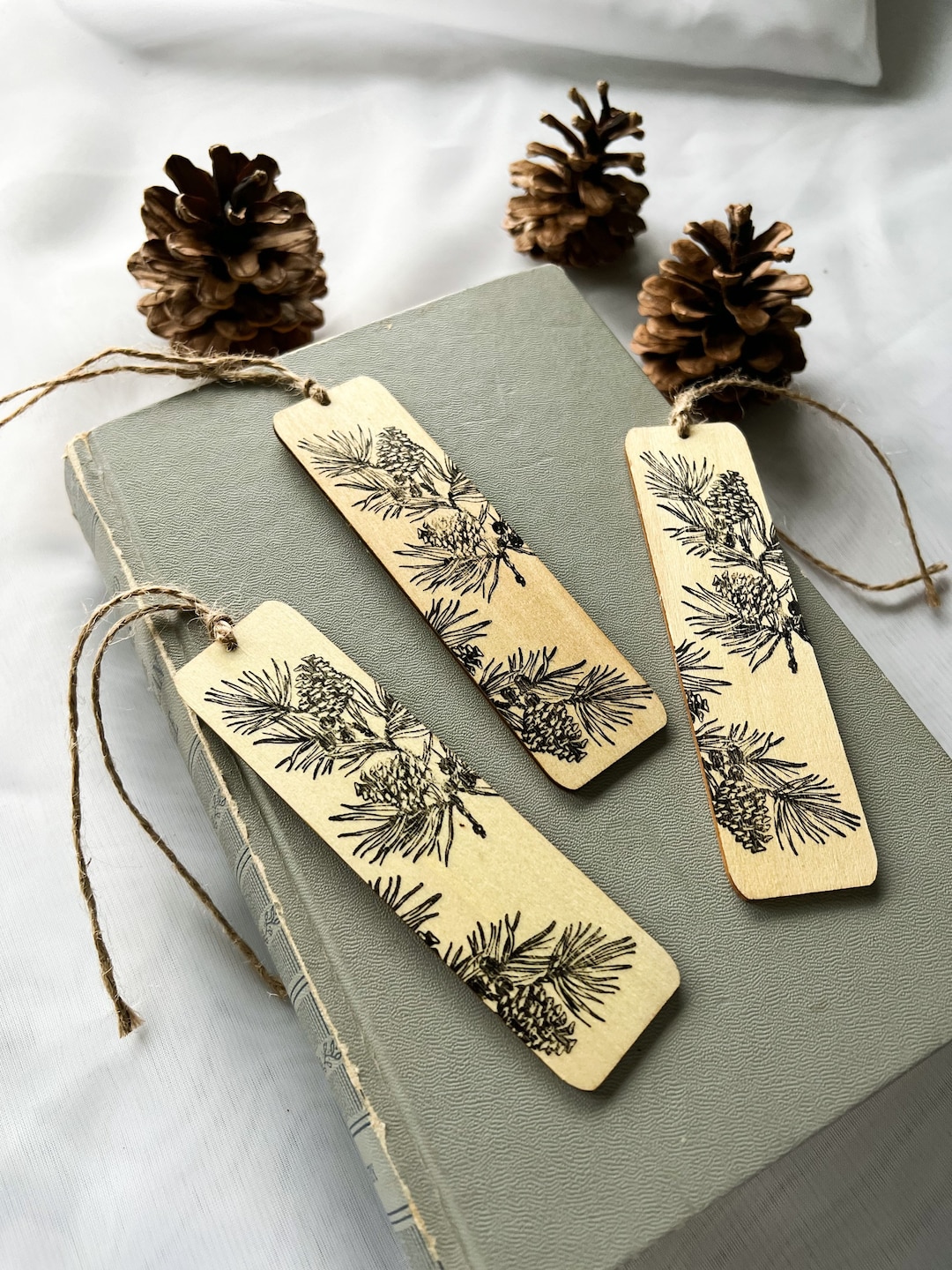 Pine Cone Wooden Bookmark Pine Cones Wooden Bookmarks Nature Bookmarks ...