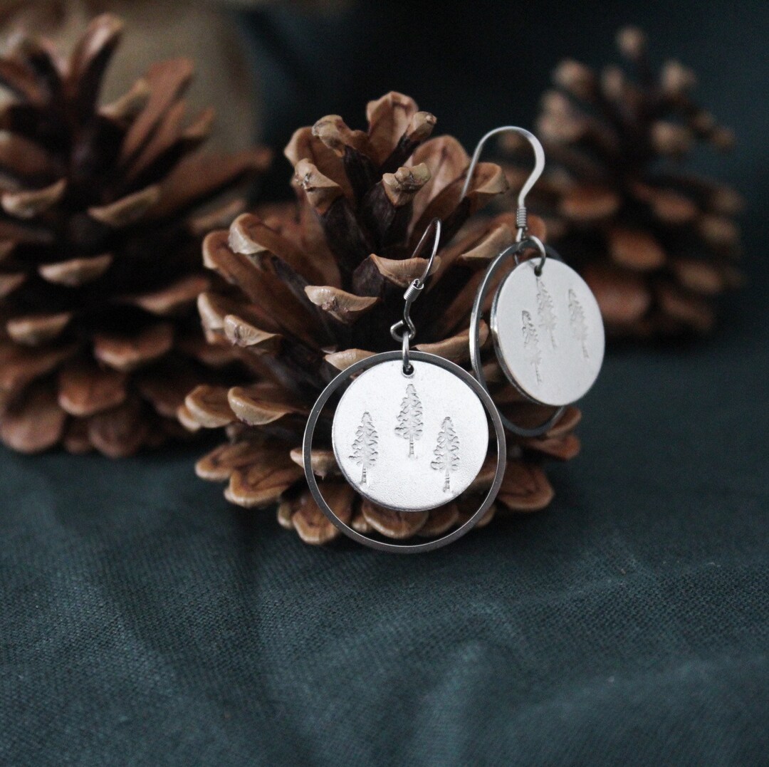 Large Pine Tree Earrings Nature Gifts Pine Tree Earrings, Pine Earrings, Nature Jewelry ...