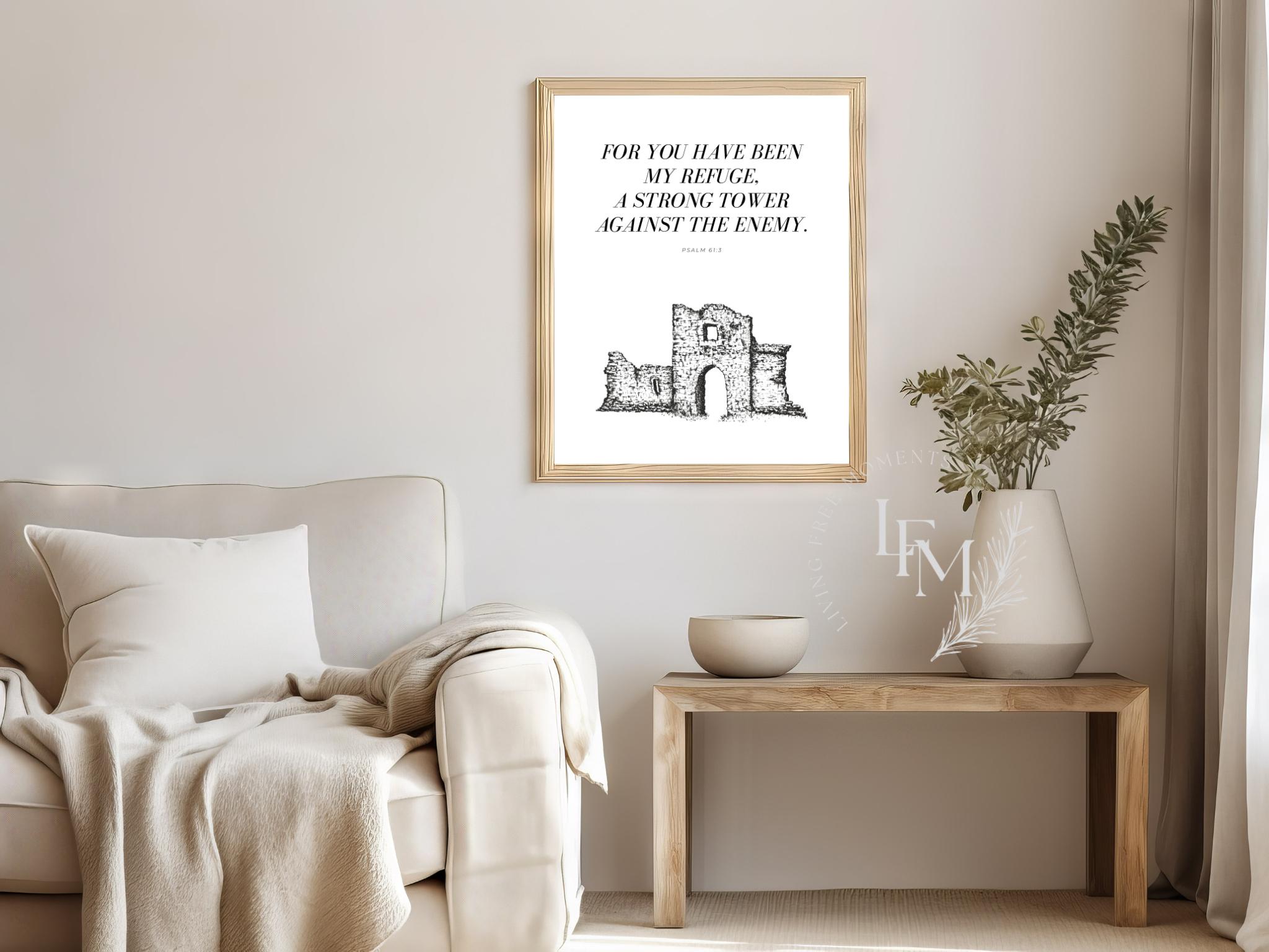 Psalm 61:3 Art Print | Psalms | Bible Verse Prints | Christian Quotes ...