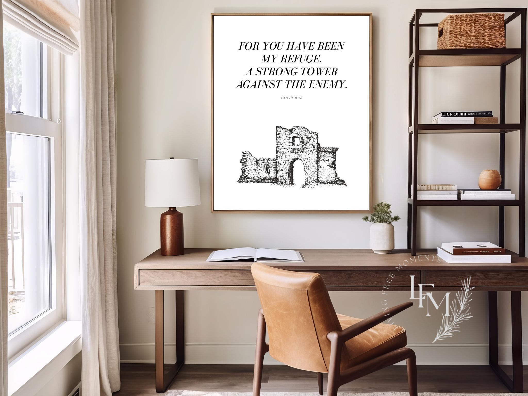 Psalm 61:3 Art Print | Psalms | Bible Verse Prints | Christian Quotes ...