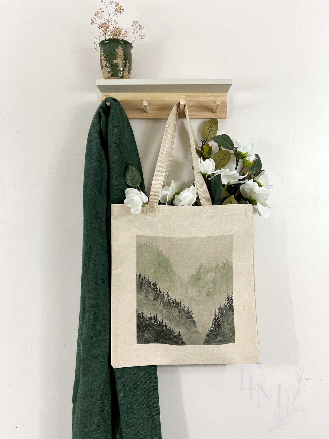 Moody Forest Tote Bag Nature Tote Bags Pine Tree Tote Bags Canvas Tote ...