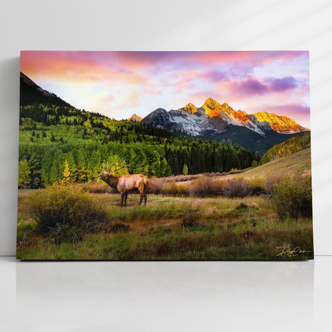 Bugling Elk Autumn Landscape Print: Rustic Cabin Wall Art - Etsy
