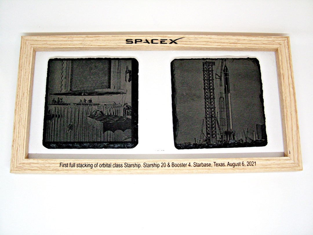 Spacex Starship Wall Art - Framed Photo Engraved Slate FIRST FULL STACK ...