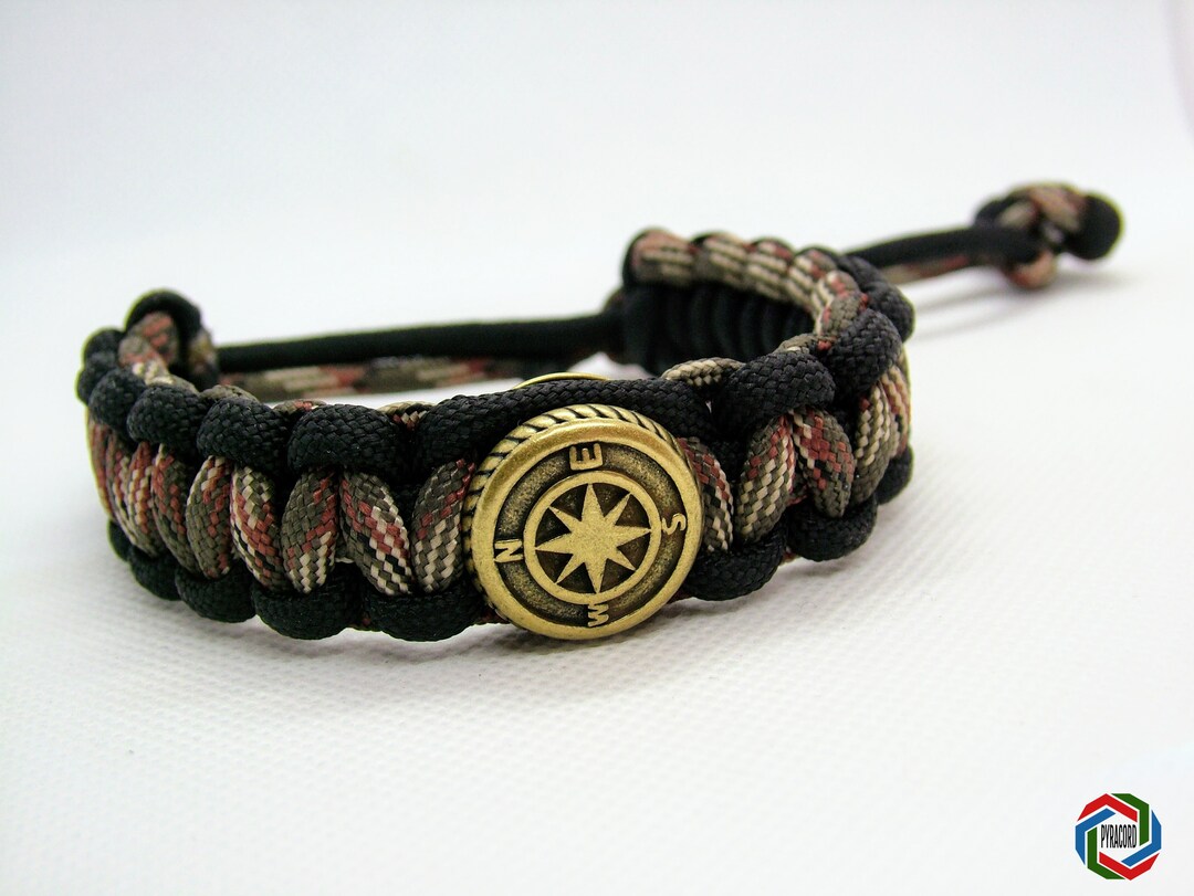 Brass Bead Compass Paracord Bracelet THE TREKKER Camo - Etsy