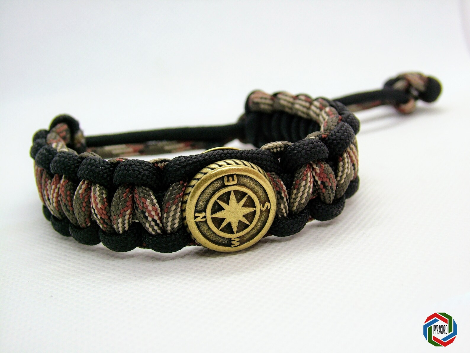 Brass Bead Compass Paracord Bracelet THE TREKKER Camo | Etsy