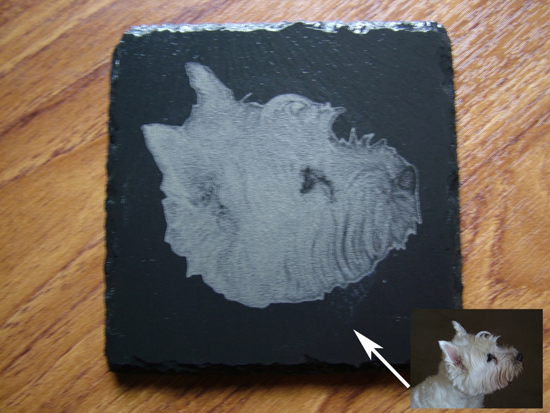 Pet Photo Coaster Personalised Slate Coaster Custom Engraved Dog Cat ...