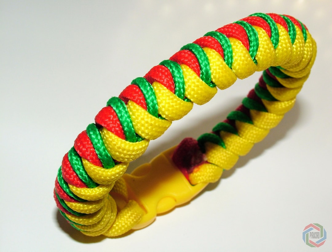 Handmade Rasta Paracord Bracelet SNAKE KNOT Reggae Bob Marley Jamaica ...