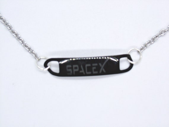 Spacex Logo Pendant Necklace Black Laser Engraved Stainless | Etsy
