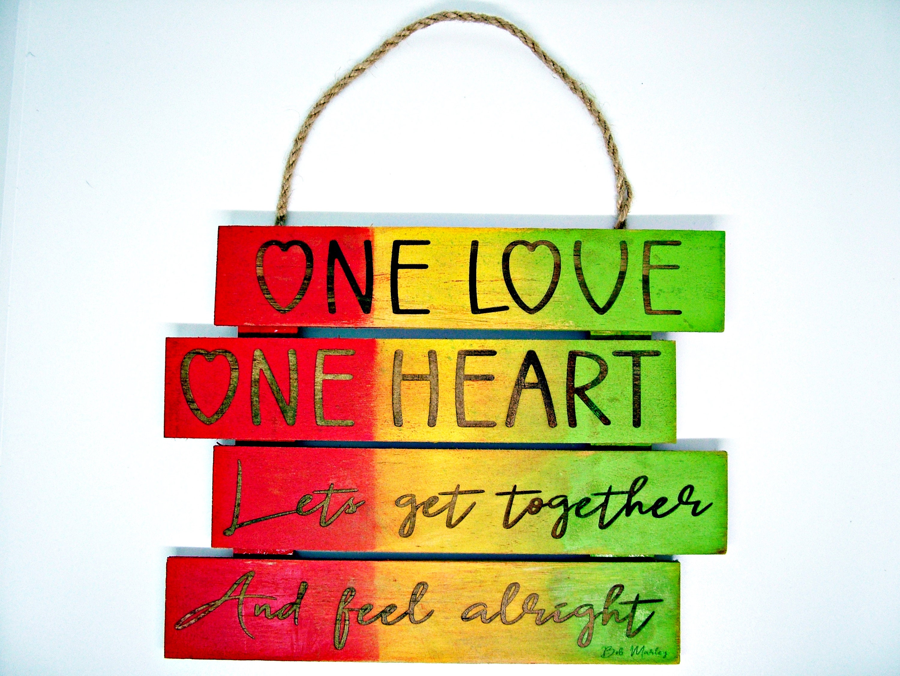 Bob Marley Wall Art ONE LOVE Wood Custom Laser Engraved Sign - Etsy