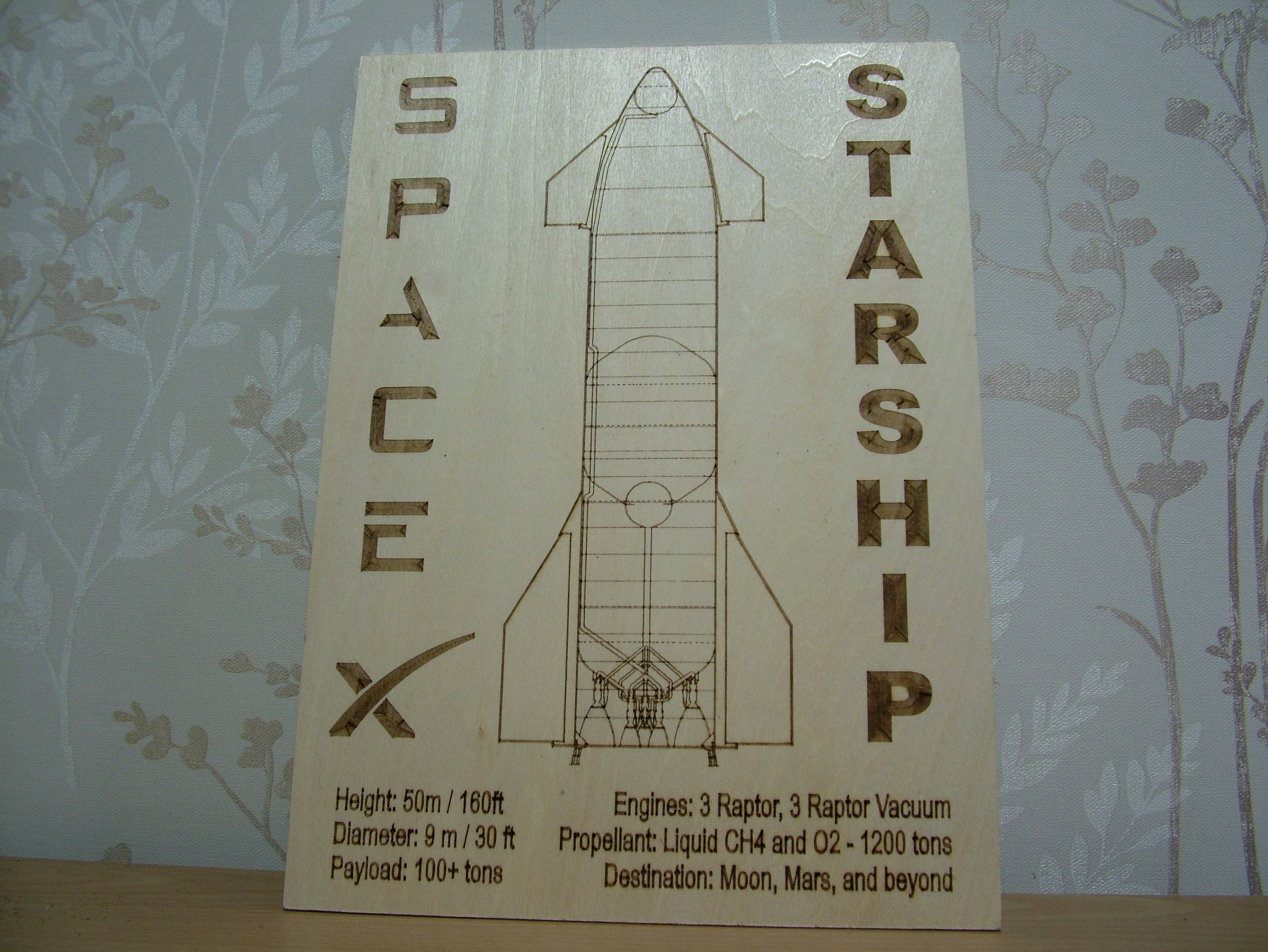 Spacex Starship Blueprint Schematic Custom Laser Engraved - Etsy