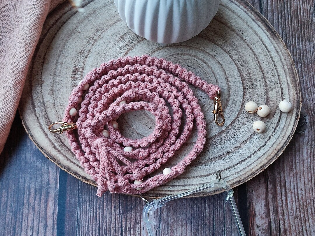 Cell Phone Chains Made of Macrame Yarn With Wooden Beads, Festival ...