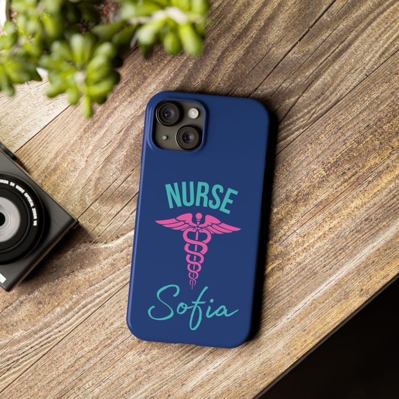 Personalized Nurse iPhone 17 Case, Custom Name Navy Blue Caduceus Gift ...