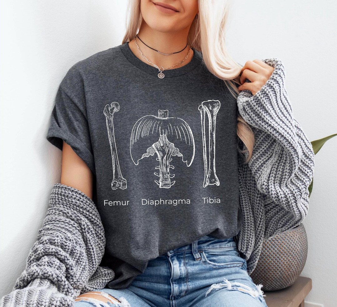 Anatomy Shirt – Femur, Diaphragm, Tibia – Dark Heather, Medical ...