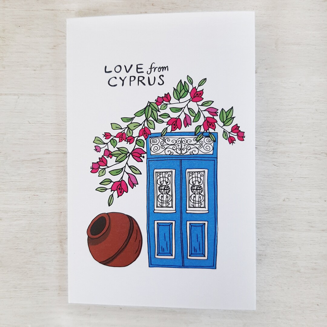 Mini Greeting Card Love From Cyprus Door - Etsy