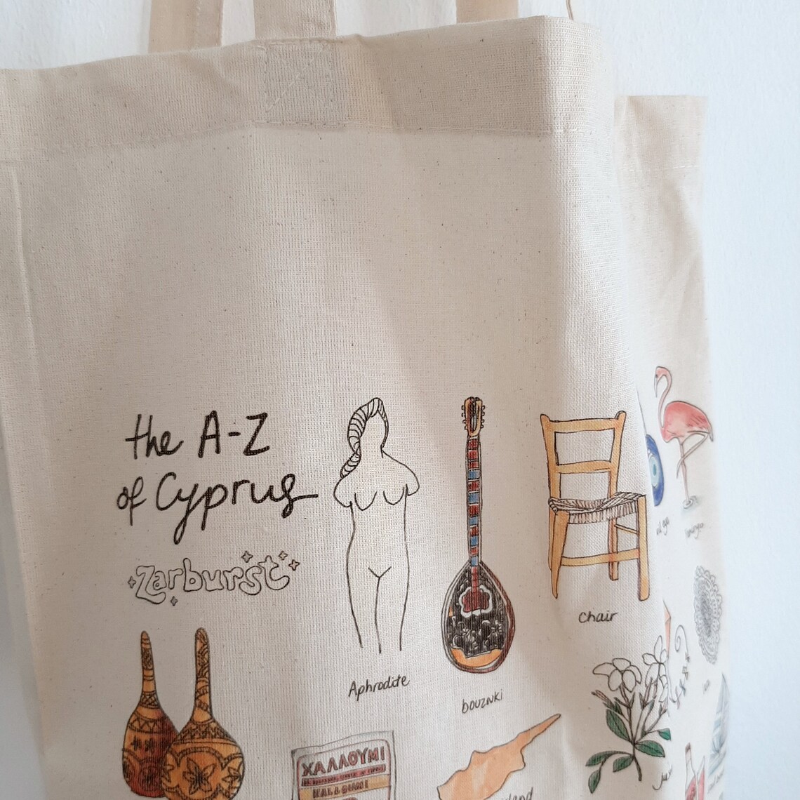 Tote Bag A-Z of Cyprus Souvenir - Etsy