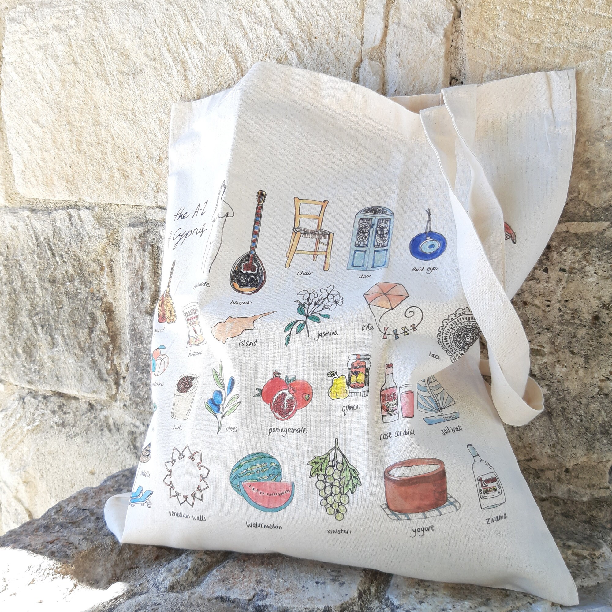 Tote Bag A-Z of Cyprus Souvenir - Etsy