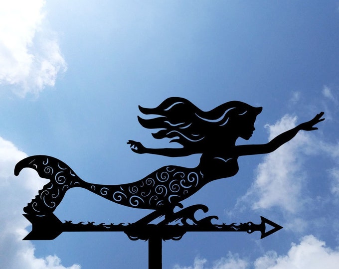 LARGE HUGH Handcrafted 3dimensional Mermaid Weathervane Copper Patina ...