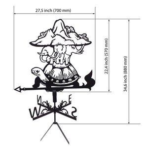 Flat Land on Turtle and Elephants Metal Weathervane, Weather Vane, Home ...