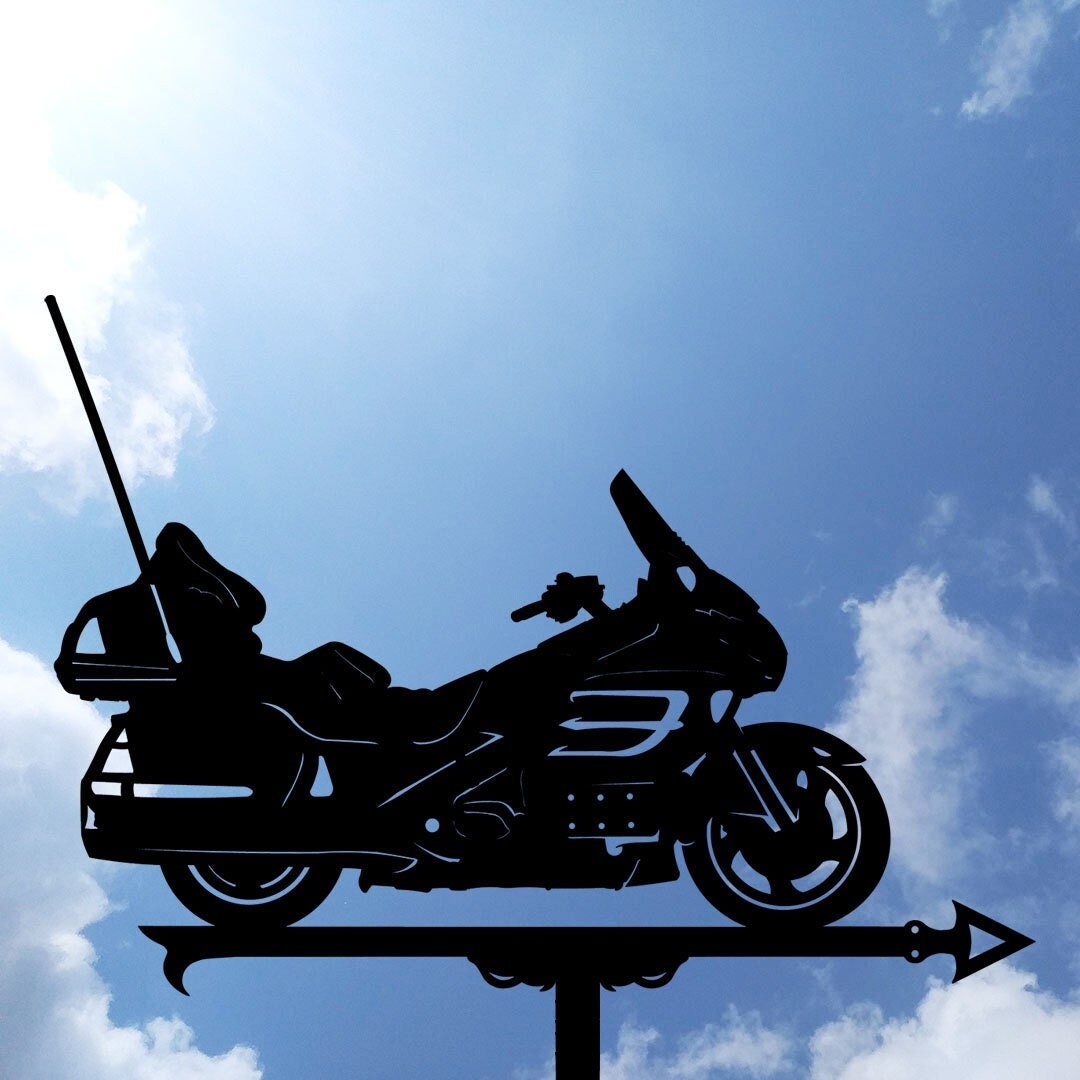 Biker, Motorbike Metal Weathervane, Weather Vane Honda Gold Wing, Home ...