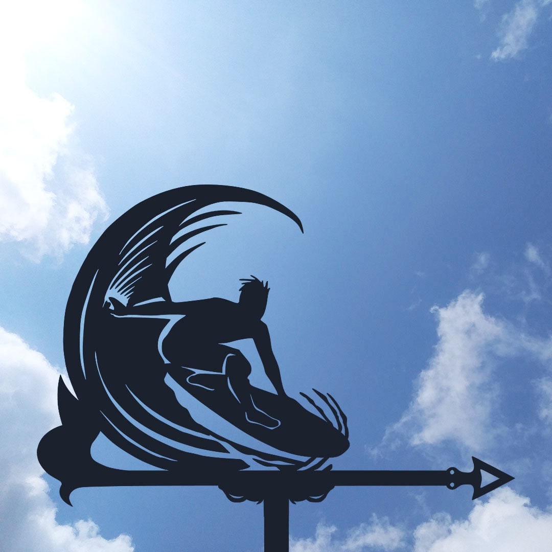 Surfer Metal Weathervane, Weather Vane, Home Roof Decor, Surfboarder ...