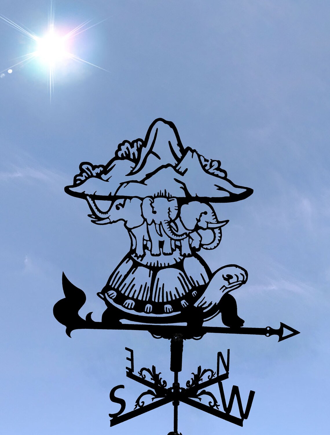 Flat Land on Turtle and Elephants Metal Weathervane Weather - Etsy