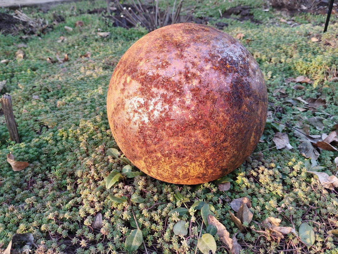 Rusty Metal Ball 8 Inches in Diameter, Garden Decor, Rusty Metal Ball ...