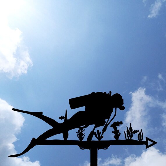 Scuba Diver Metal Weathervane Diver Weather Vane Metal Decor - Etsy