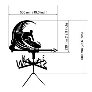 Surfer Metal Weathervane, Weather Vane, Home Roof Decor, Surfboarder ...