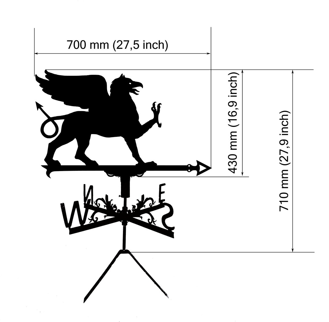 Griffin Metal Weathervane, Weather Vane, Home Roof Decor, Gryphon ...