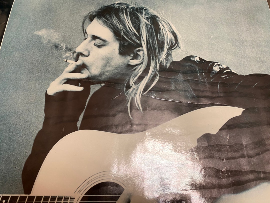 Vintage 1994 Nirvana Kurt Cobain Smoking Acoustic Guitar Import Poster ...