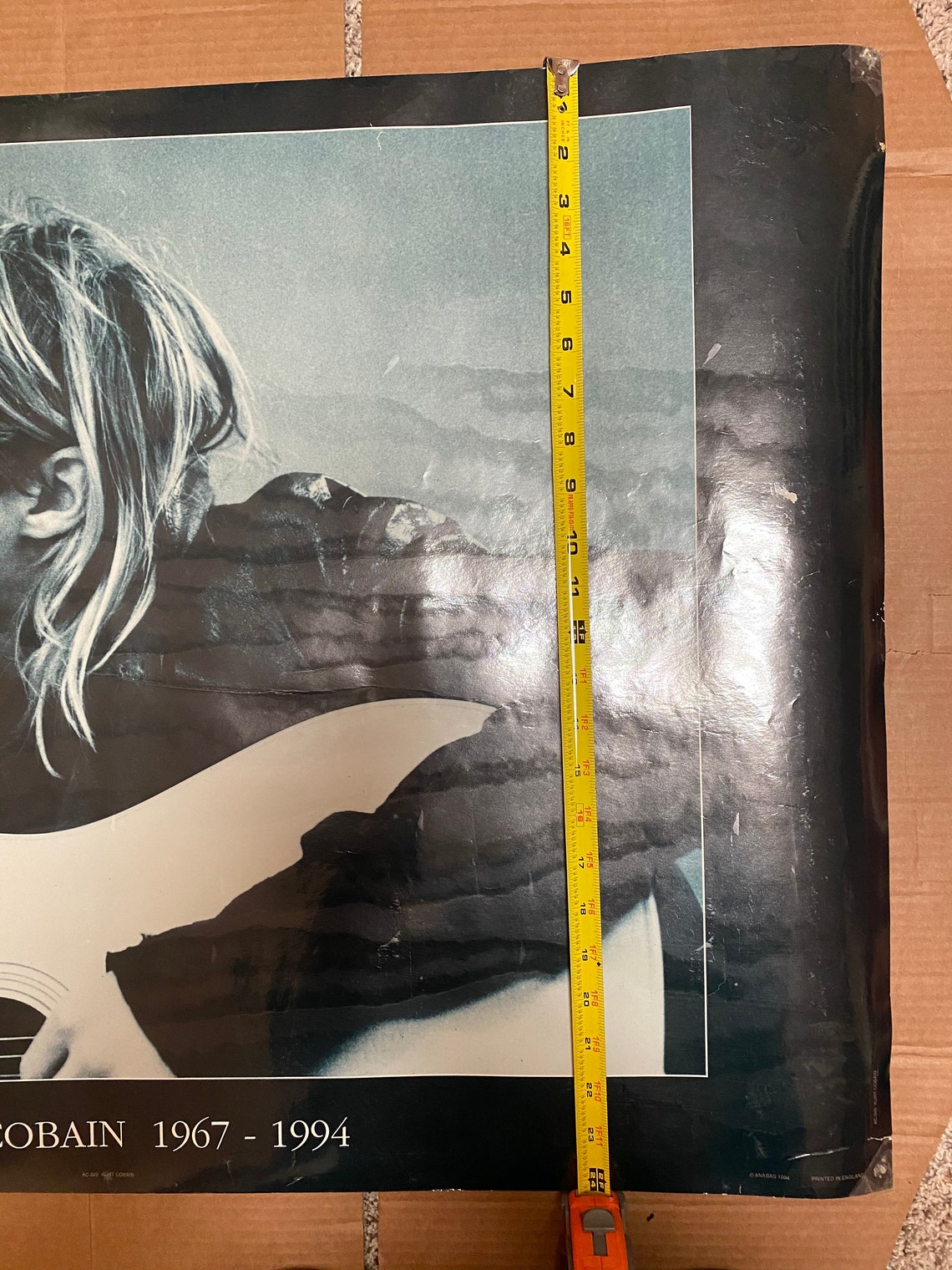 Vintage 1994 Nirvana Kurt Cobain Smoking Acoustic Guitar Import Poster ...