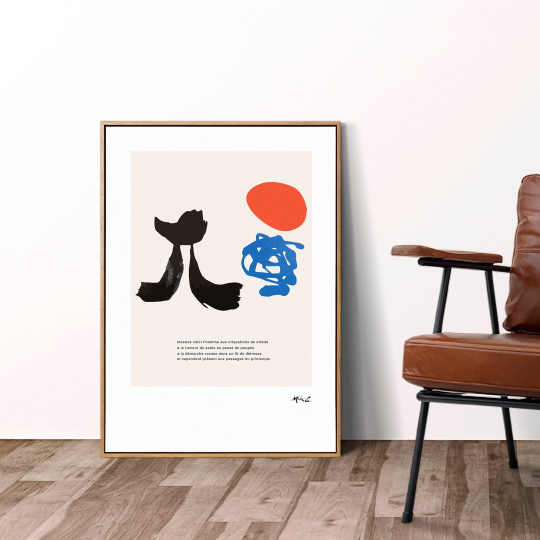 Joan Miro French Poem Art Print, Surrealist parler Seul Lithography ...