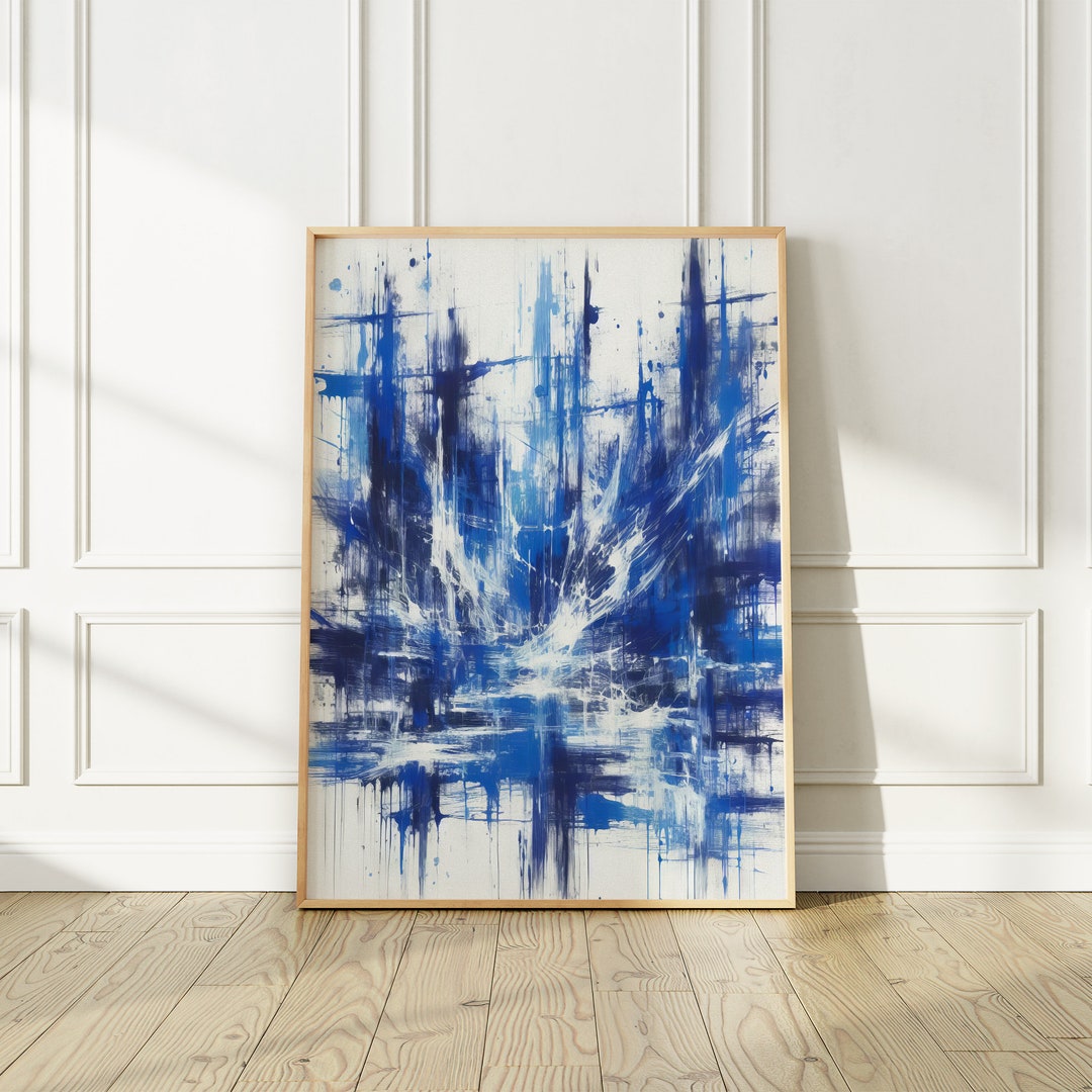 Abstract Shades of Blue Art Print, Vibrant Modern Wall Art for Any Room ...
