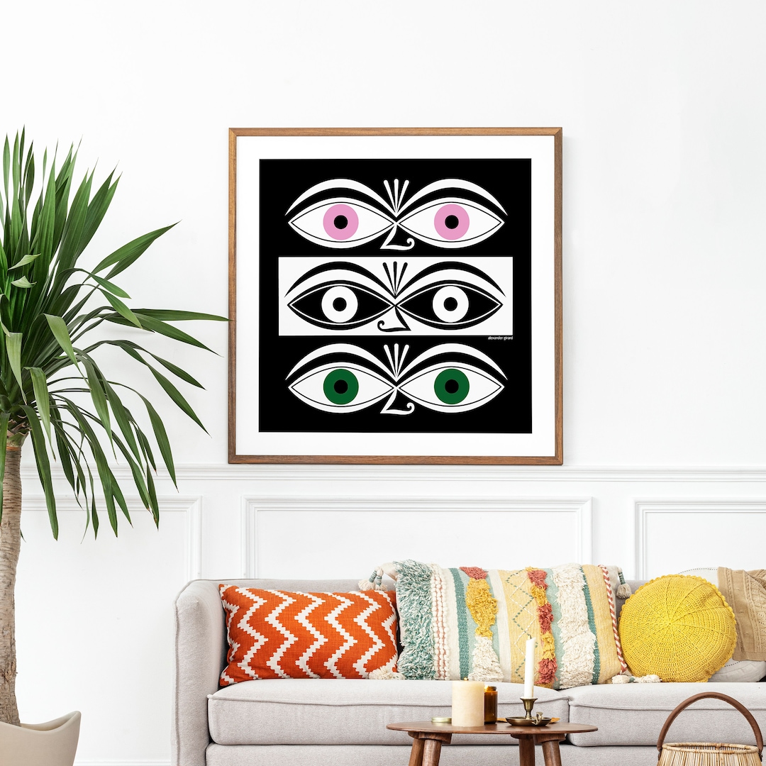 Alexander Girard Art Print, eyes 1972 Poster, Scandinavian Mid-century ...