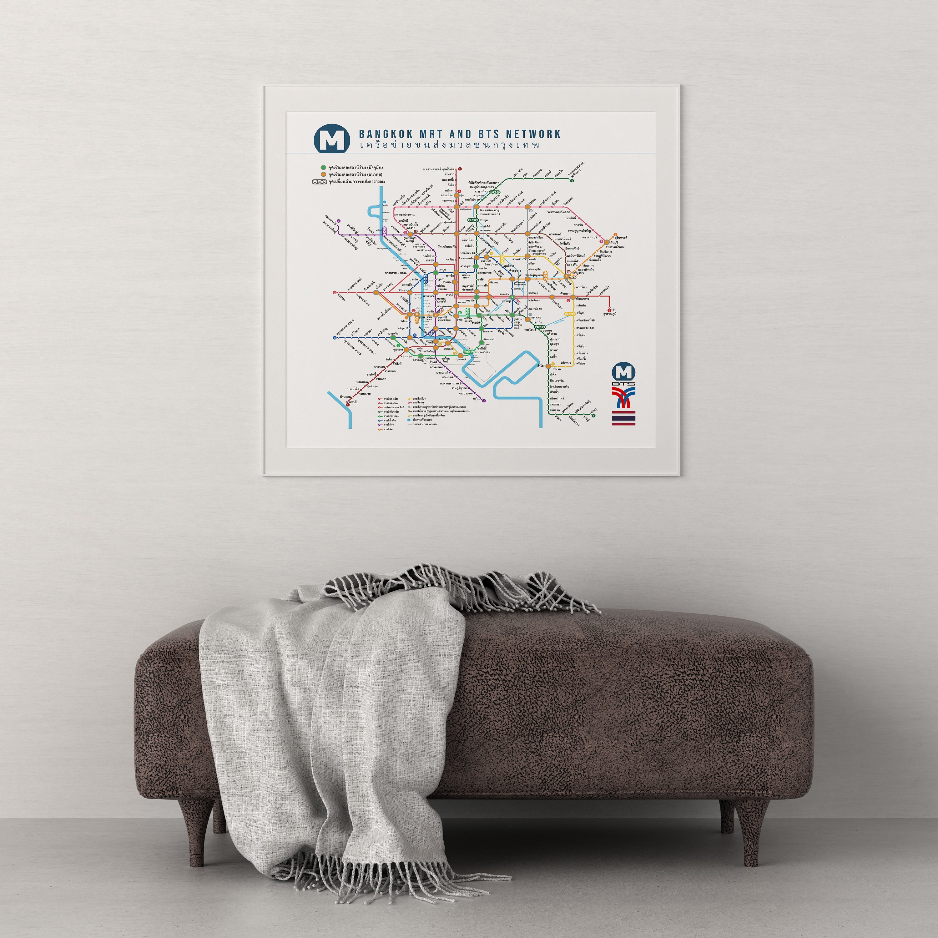 Bangkok Thailand Metro Subway Map Square Poster MRT and BTS - Etsy