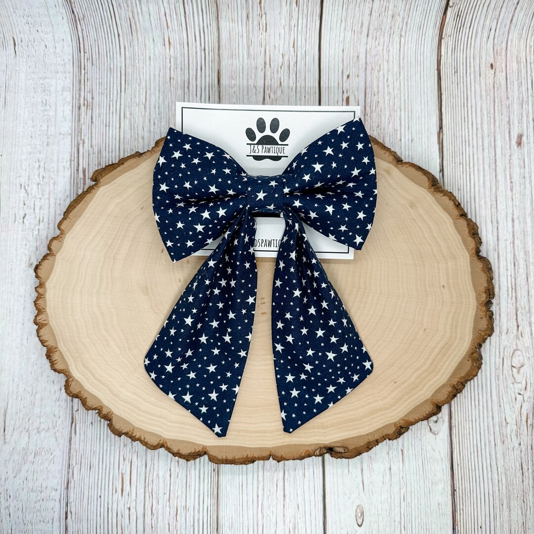 Blue Star Dog Sailor Bow, Patriotic Dog Sailor Bow, USA Dog Sailor Bow ...