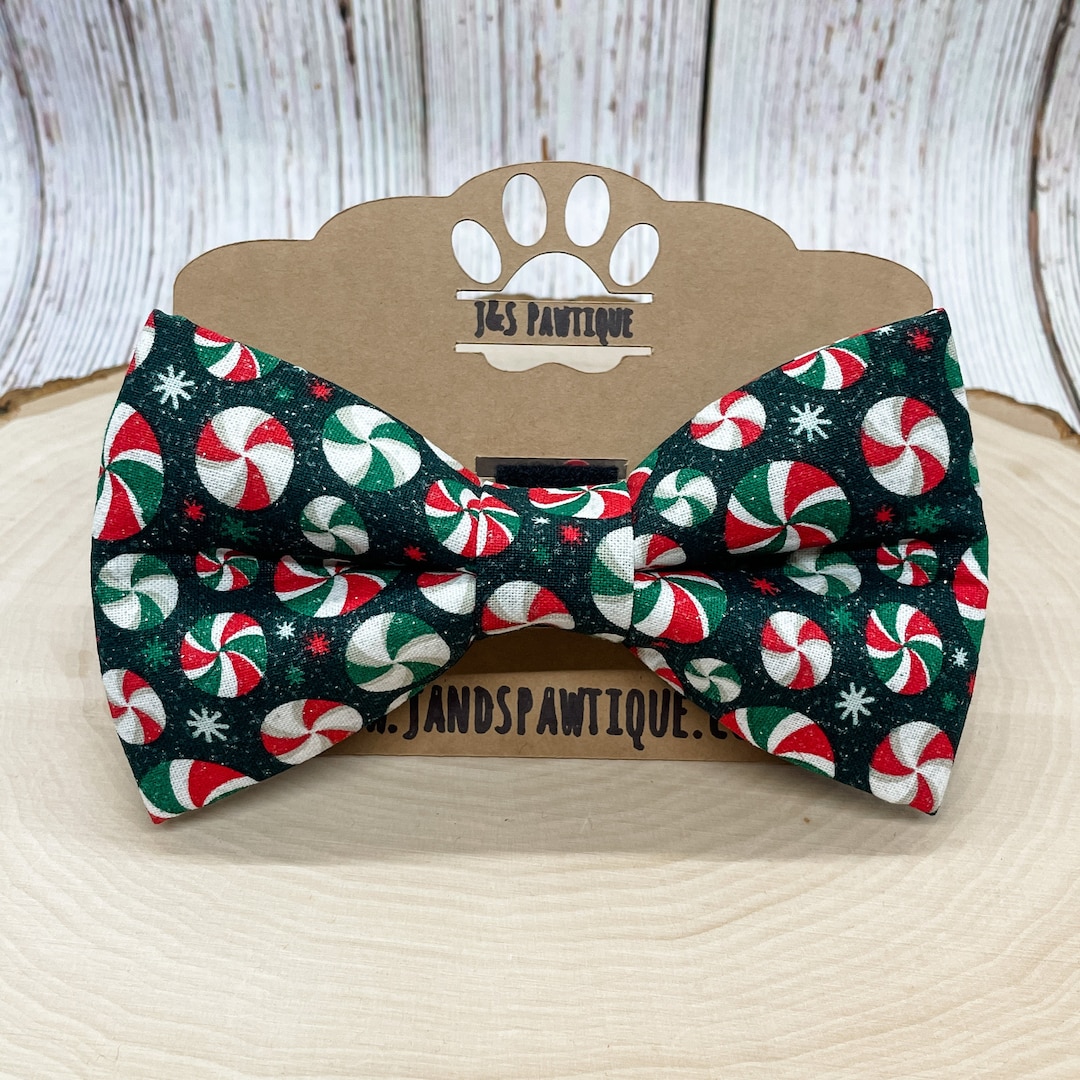 Christmas Dog Bowtie, Peppermint Bow Tie, Dog Bowtie, Dog Bow Tie ...