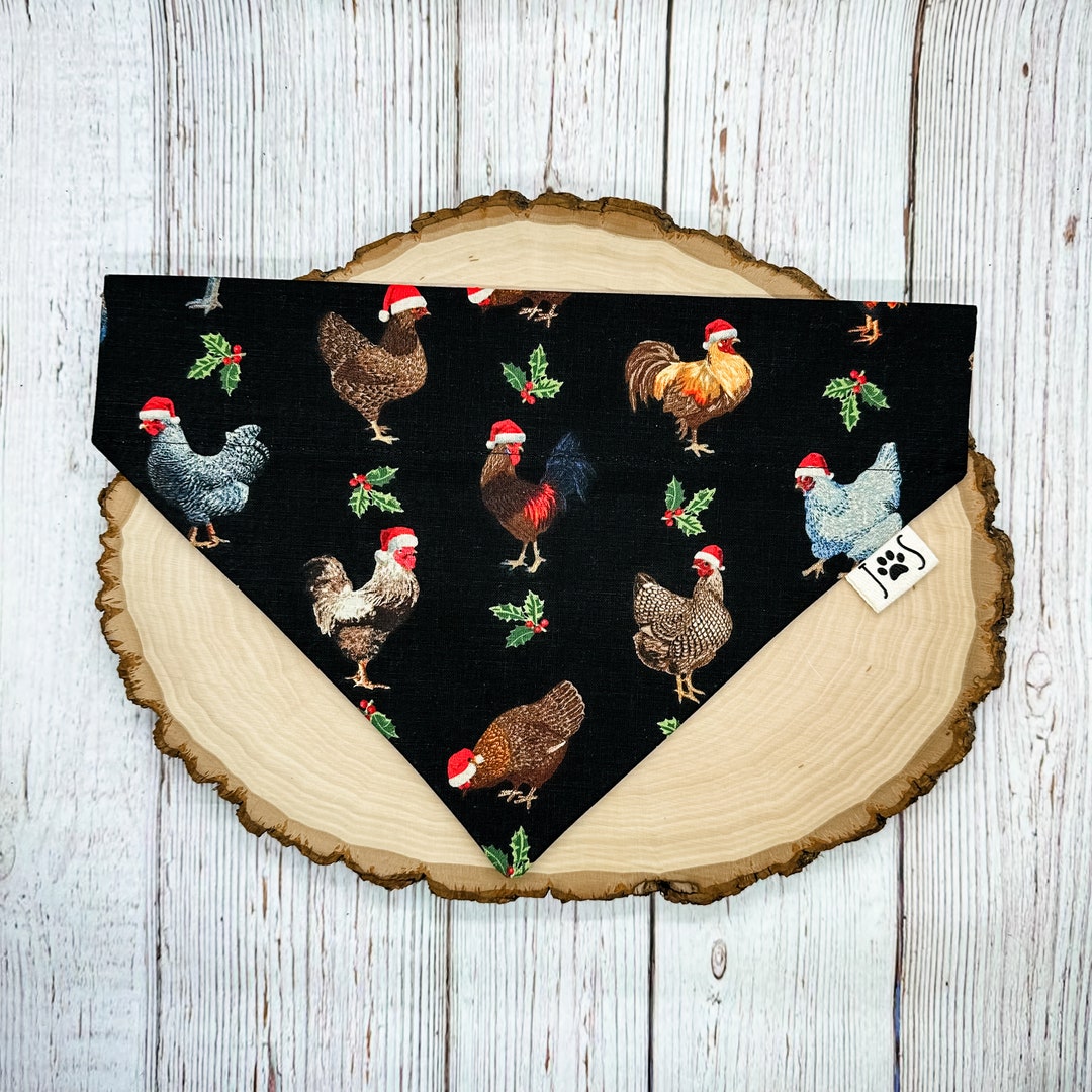 Christmas Rooster Dog Bandana, Christmas Chicken Dog Bandana ...