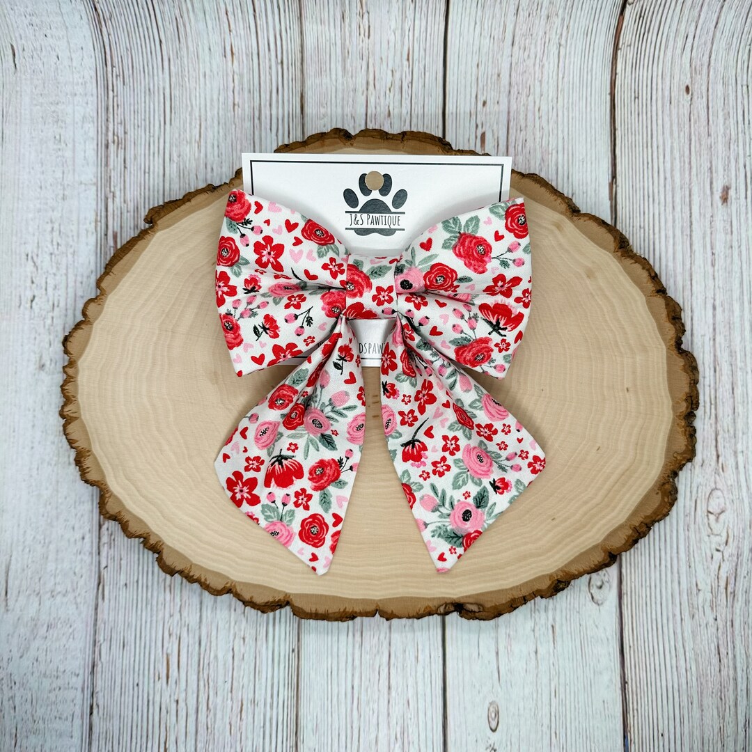 Flower Dog Sailor Bow, Heart Dog Sailor Bow, Floral Dog Sailor Bow ...