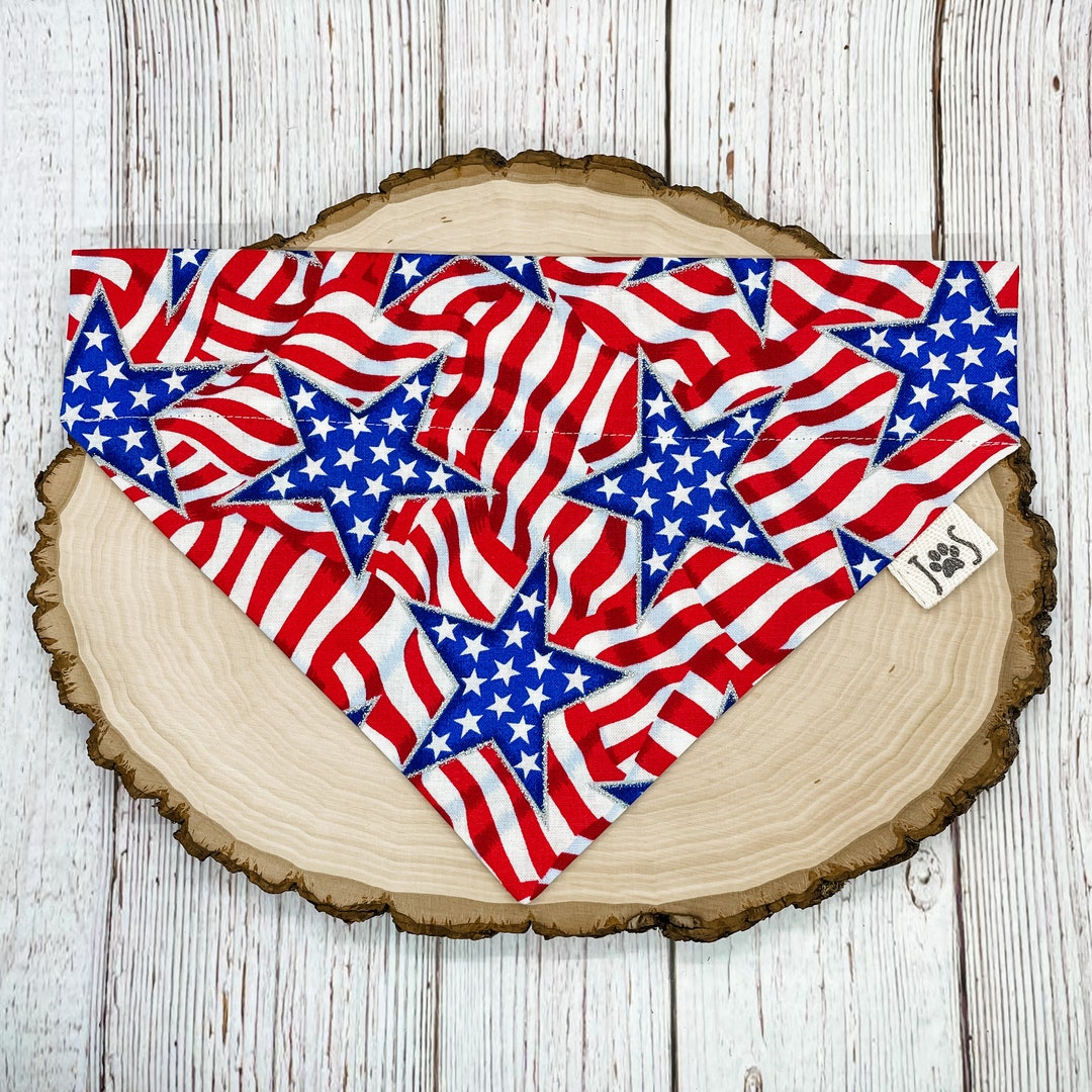 American Flag Dog Bandana, Over the Collar Dog Bandana, Patriotic Dog ...