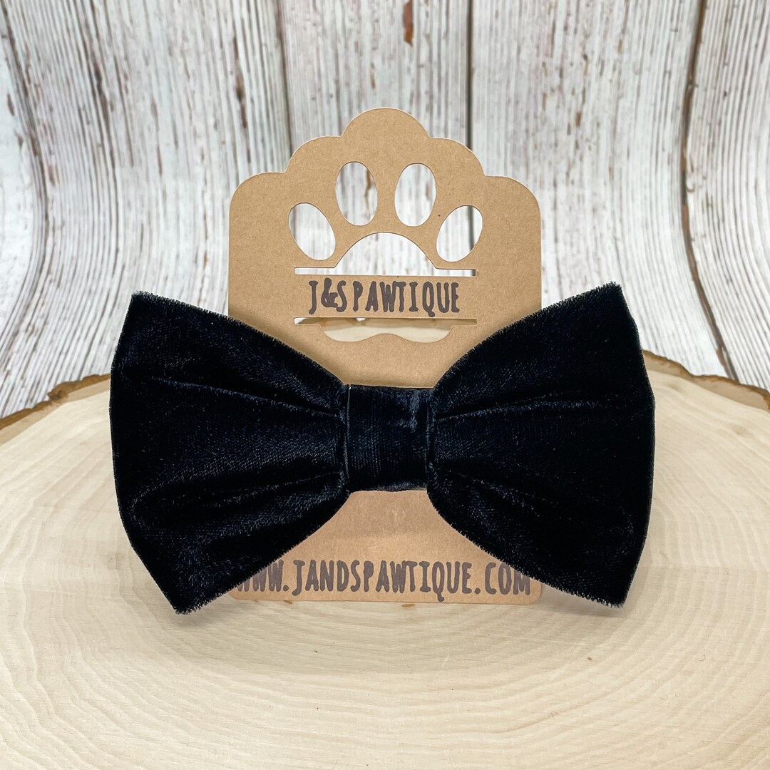 Christmas Dog Bow Tie, Black Velvet Dog Bow Tie, Black Dog Bowtie, Dog ...