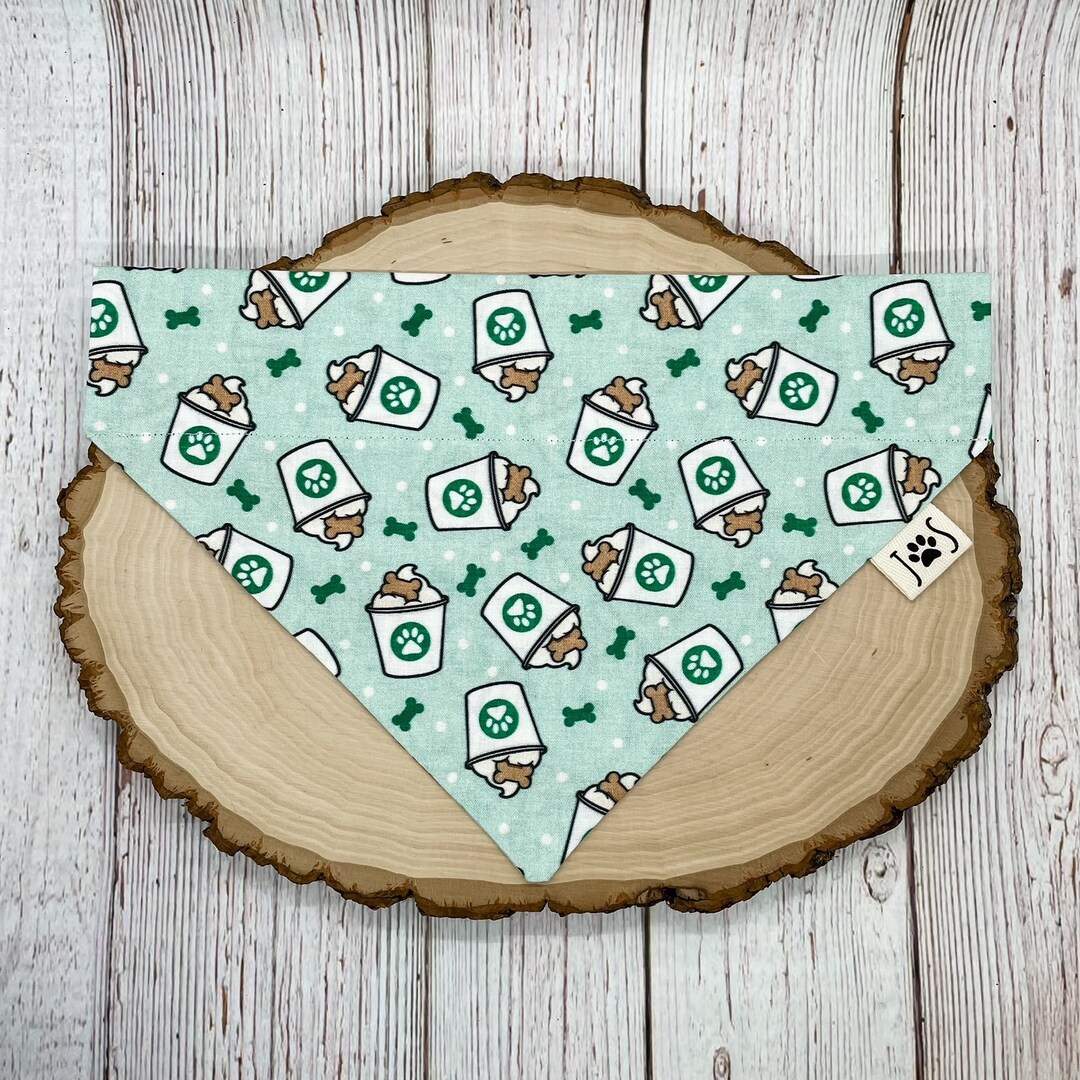 Pup Cup Dog Bandana, Green Dog Bandana, Puppuccino Dog Bandana ...